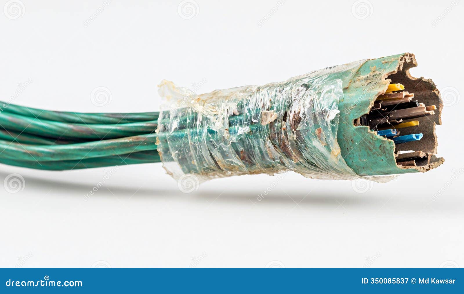 Damaged Green Cable Closeup Damaged Wire High Quality Image Stock ...