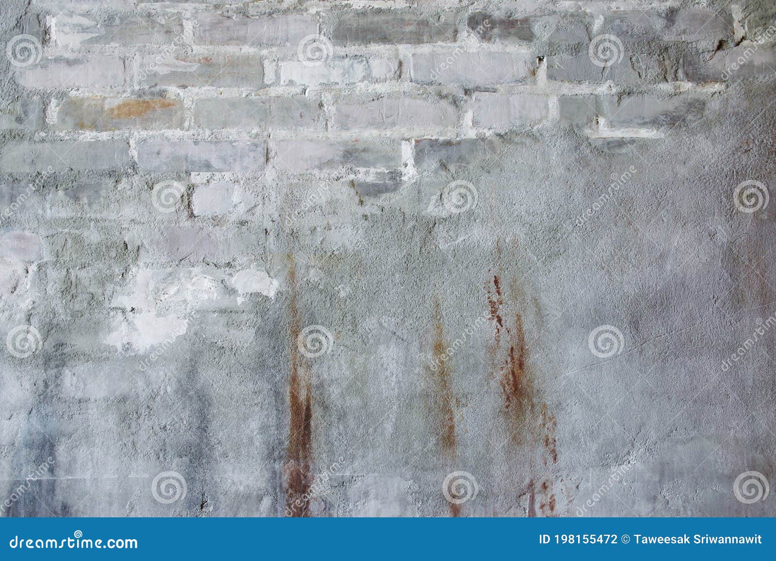Damaged Grey Plaster Brick Wall Texture Background Stock Photo - Image ...
