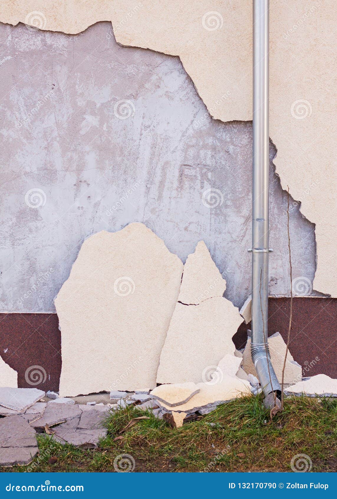 Damaged Insulation of a House Facade Stock Photo - Image of improvement ...