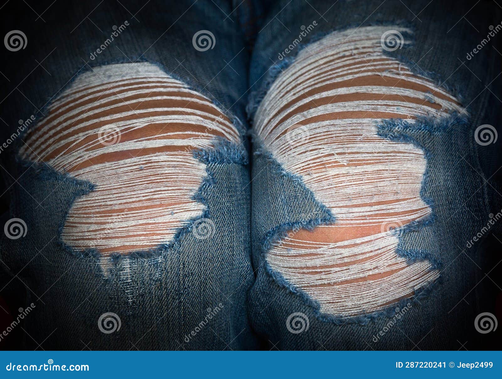 Damaged Jeans on the Knees. Stock Image - Image of metal, natural ...