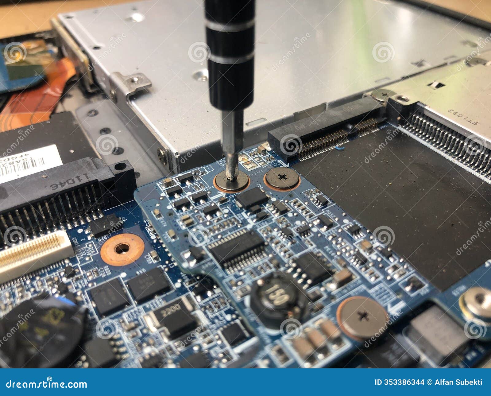 A Damaged Laptop Notebook Computer Motherboard Stock Photo - Image of ...