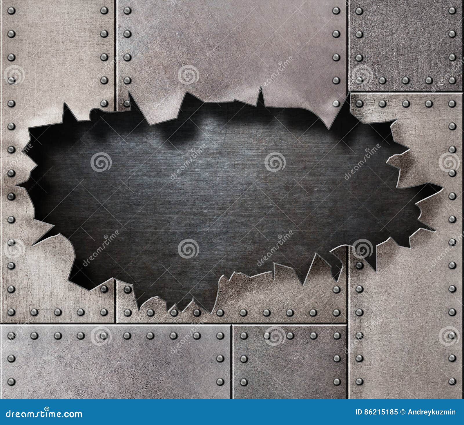 Damaged Metal Armor with Torn Hole Background Stock Illustration ...