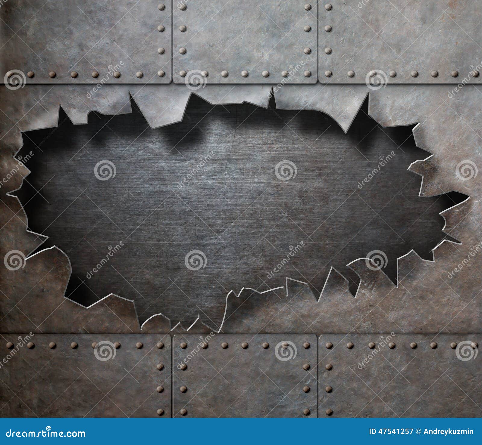 Damaged Metal Armor with Torn Hole Steam Punk Stock Image - Image of ...