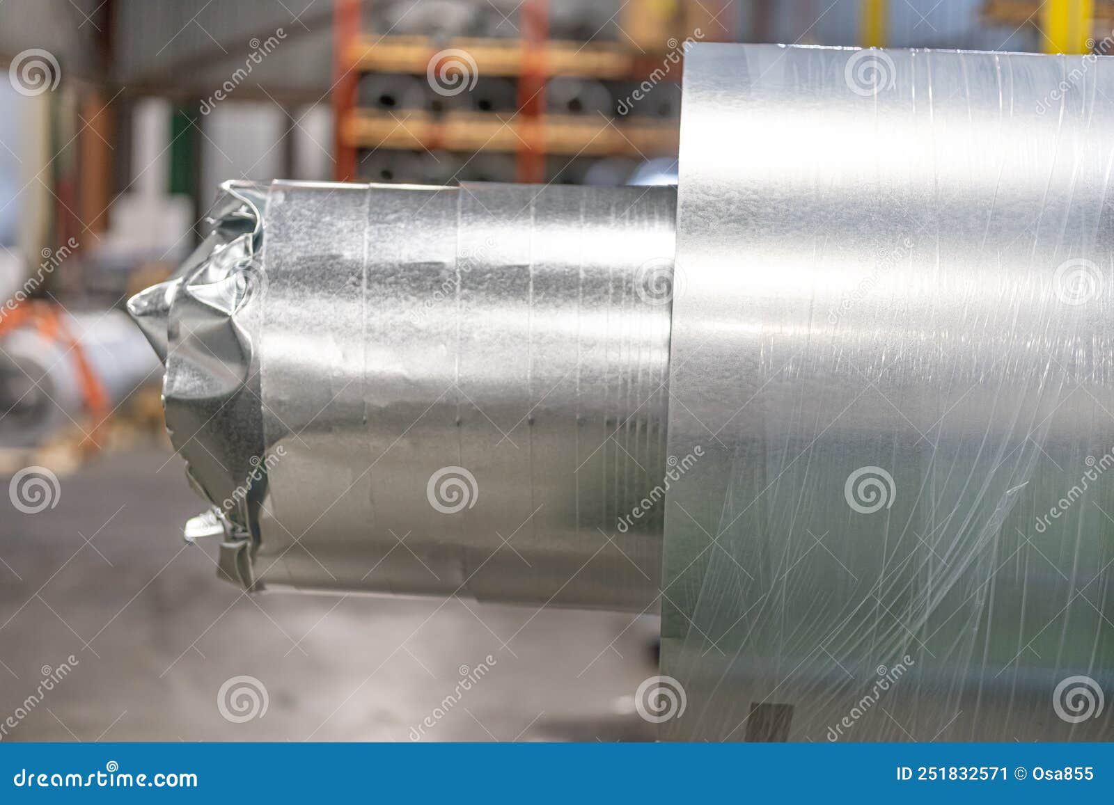 Damaged Metal Roll of Coil on Decoiling Machine Stock Image - Image of ...