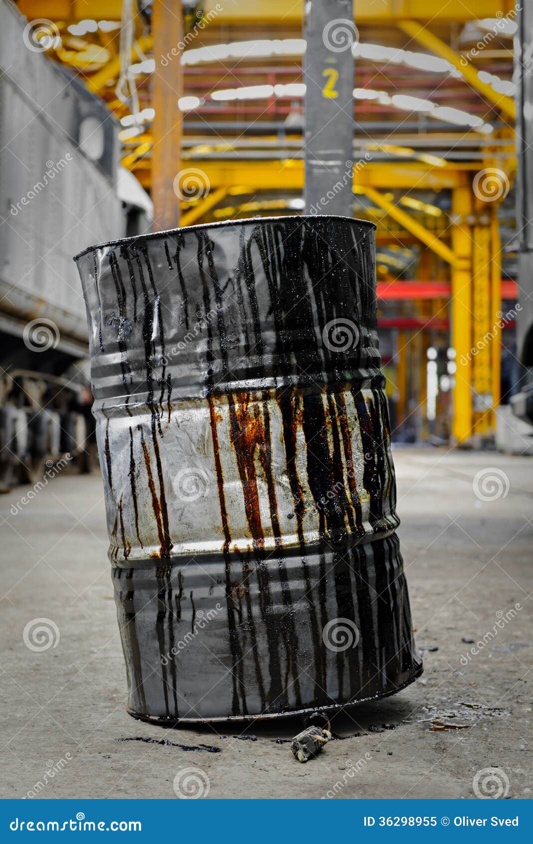 Damaged Oil Drums in Industrial Interior Stock Image - Image of power ...
