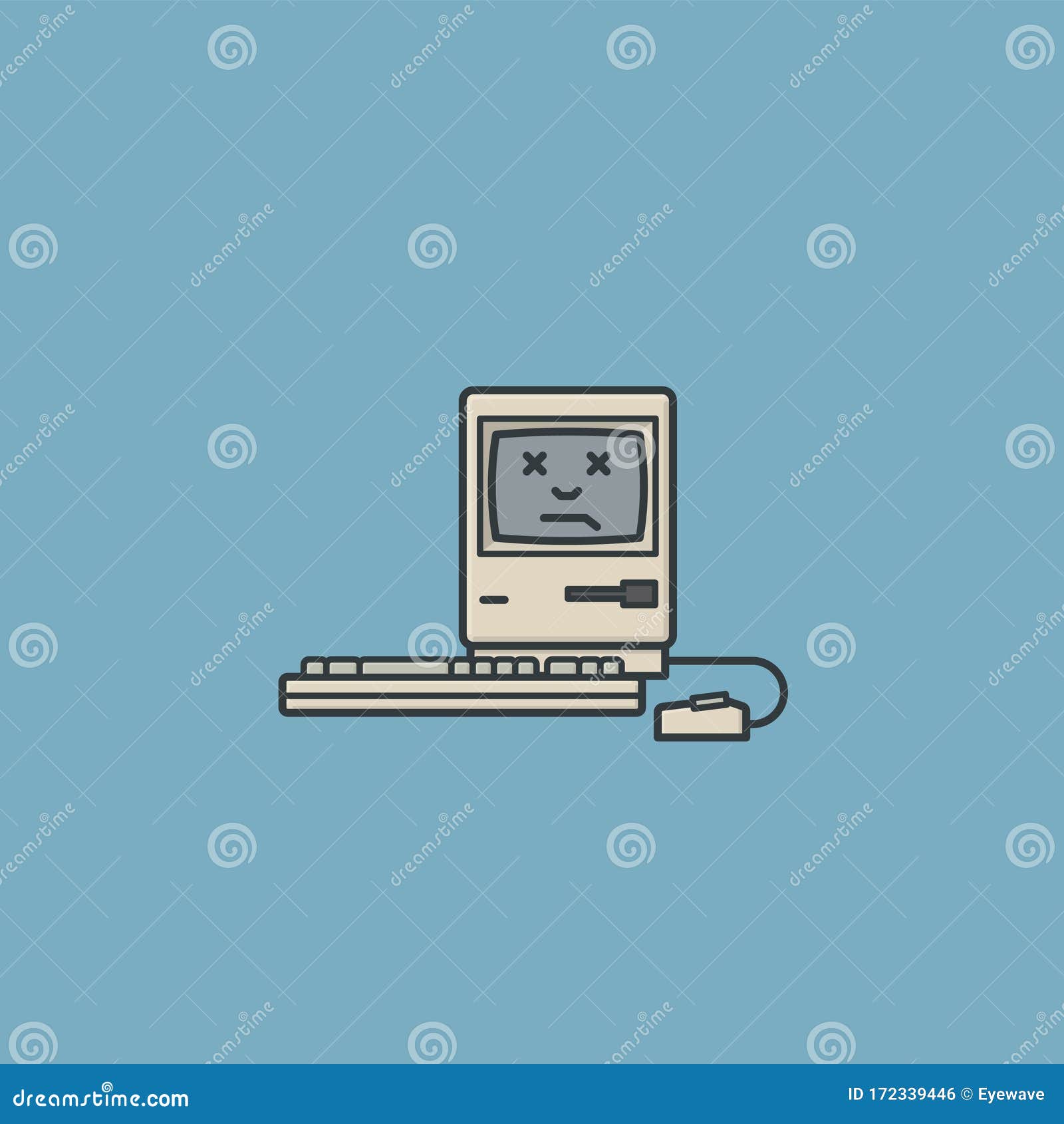 Damaged Old Computer Vector Illustration Stock Vector - Illustration of ...
