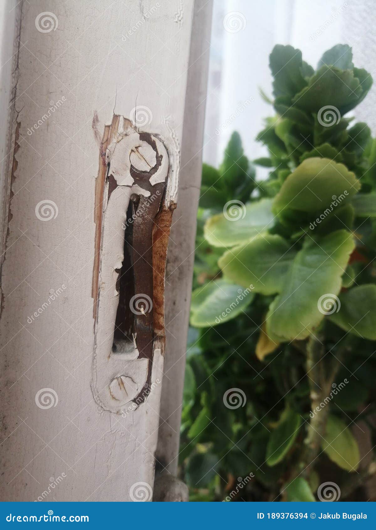 Damaged Old Rusty Handle by the Window Stock Photo - Image of cobwebs ...