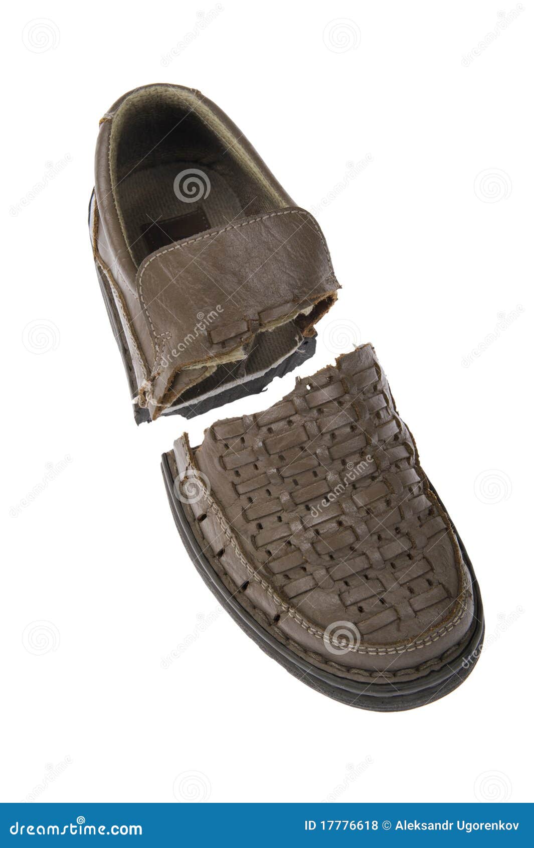 Damaged Old Shoes Isolated on White Background Stock Photo - Image of ...