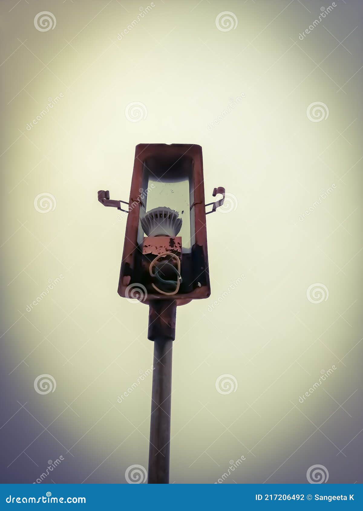 Damaged Old Street Light with White Background Stock Photo - Image of ...