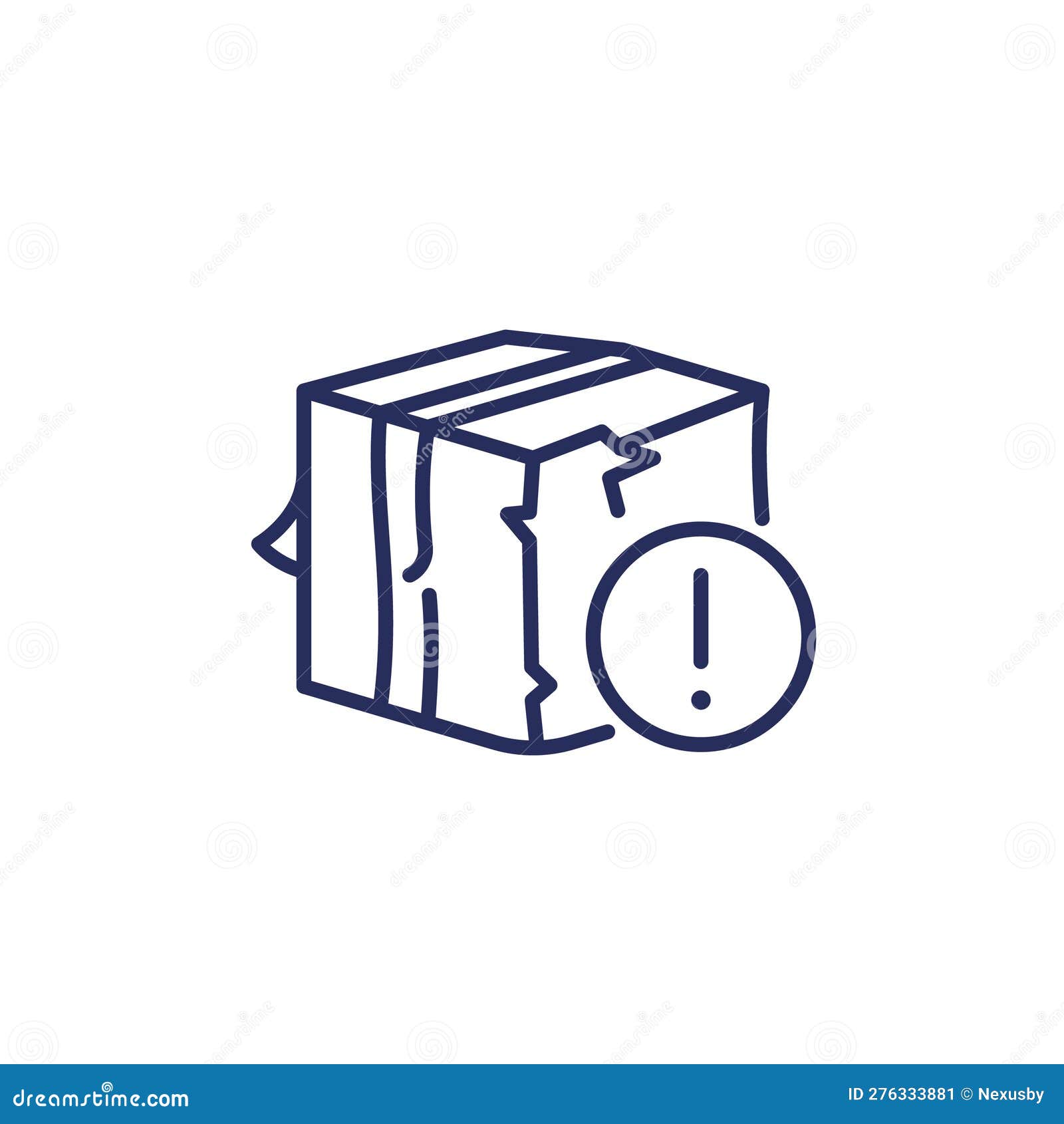 Damaged Package Line Icon with Broken Box Stock Vector - Illustration ...