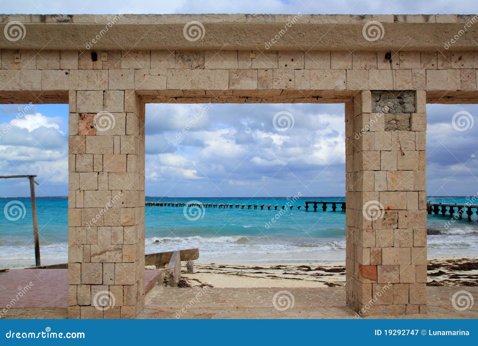 Damaged Pier and Beach after Hurricane Tropical Stock Image - Image of ...