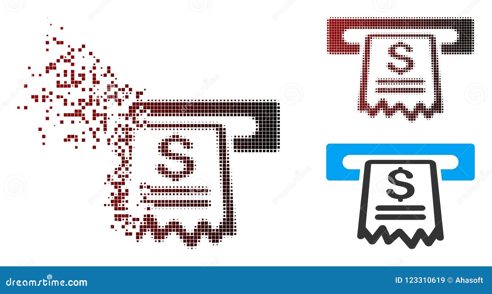 Damaged Pixel Halftone Cashier Receipt Icon Stock Vector - Illustration ...