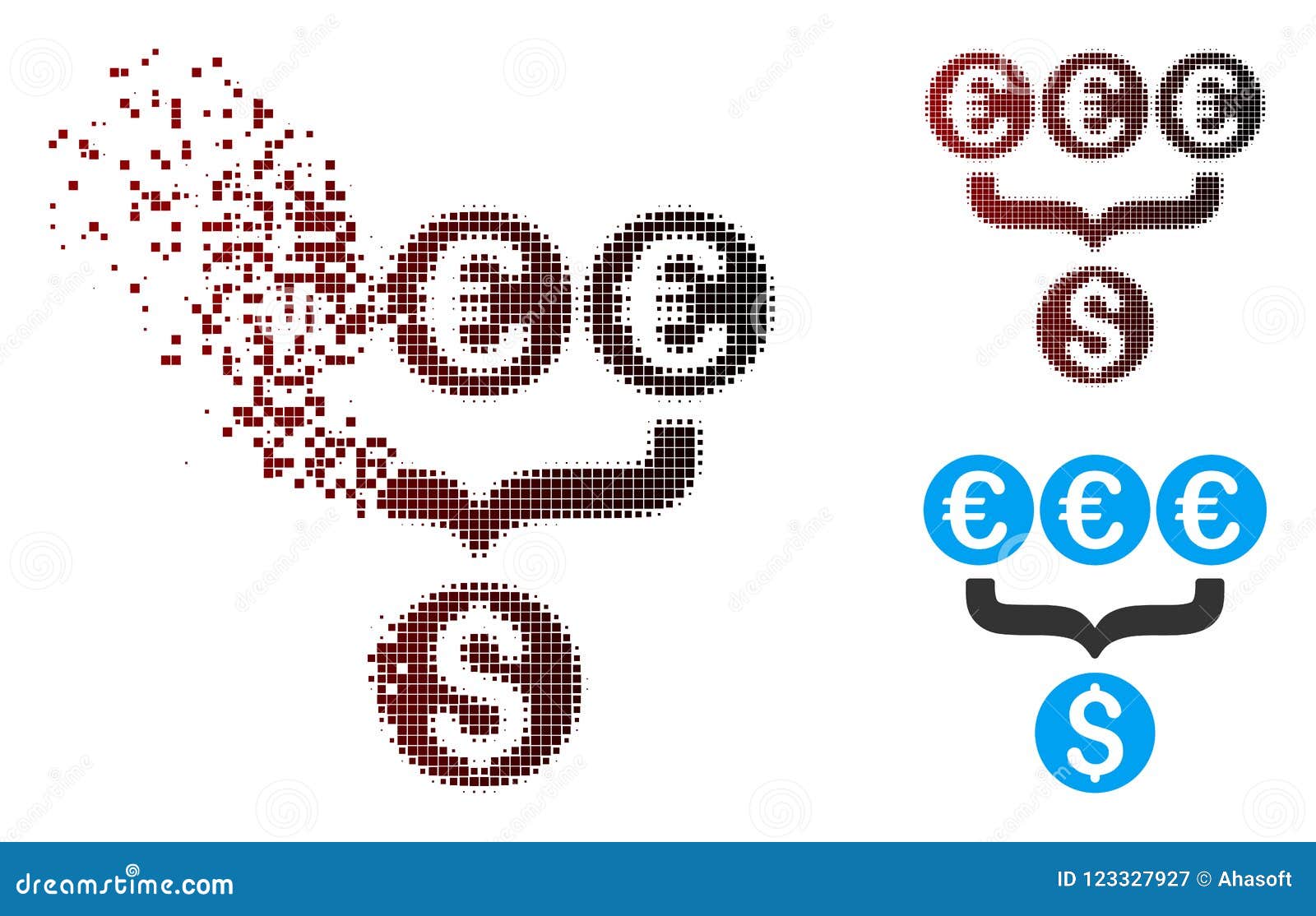 Damaged Pixel Halftone Euro Dollar Conversion Aggregator Icon Stock ... Damaged Pixel Halftone Euro Dollar Conversion Aggregator Icon Stock ...