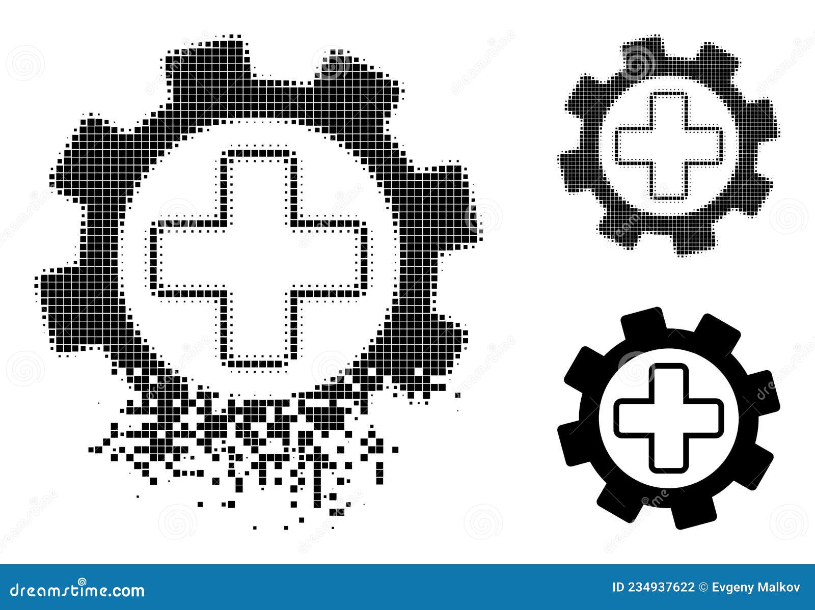 Damaged Pixel with Halftone Medical Settings Pictogram Stock Vector ...