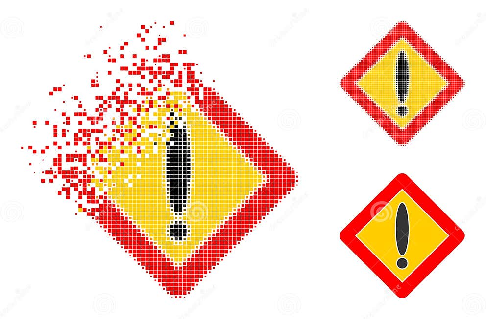 Damaged Pixel Warning Rhombus Icon with Halftone Version Stock Vector ...