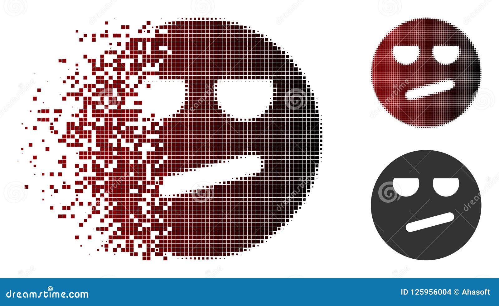 Damaged Pixelated Halftone Bored Smiley Icon Stock Vector ...