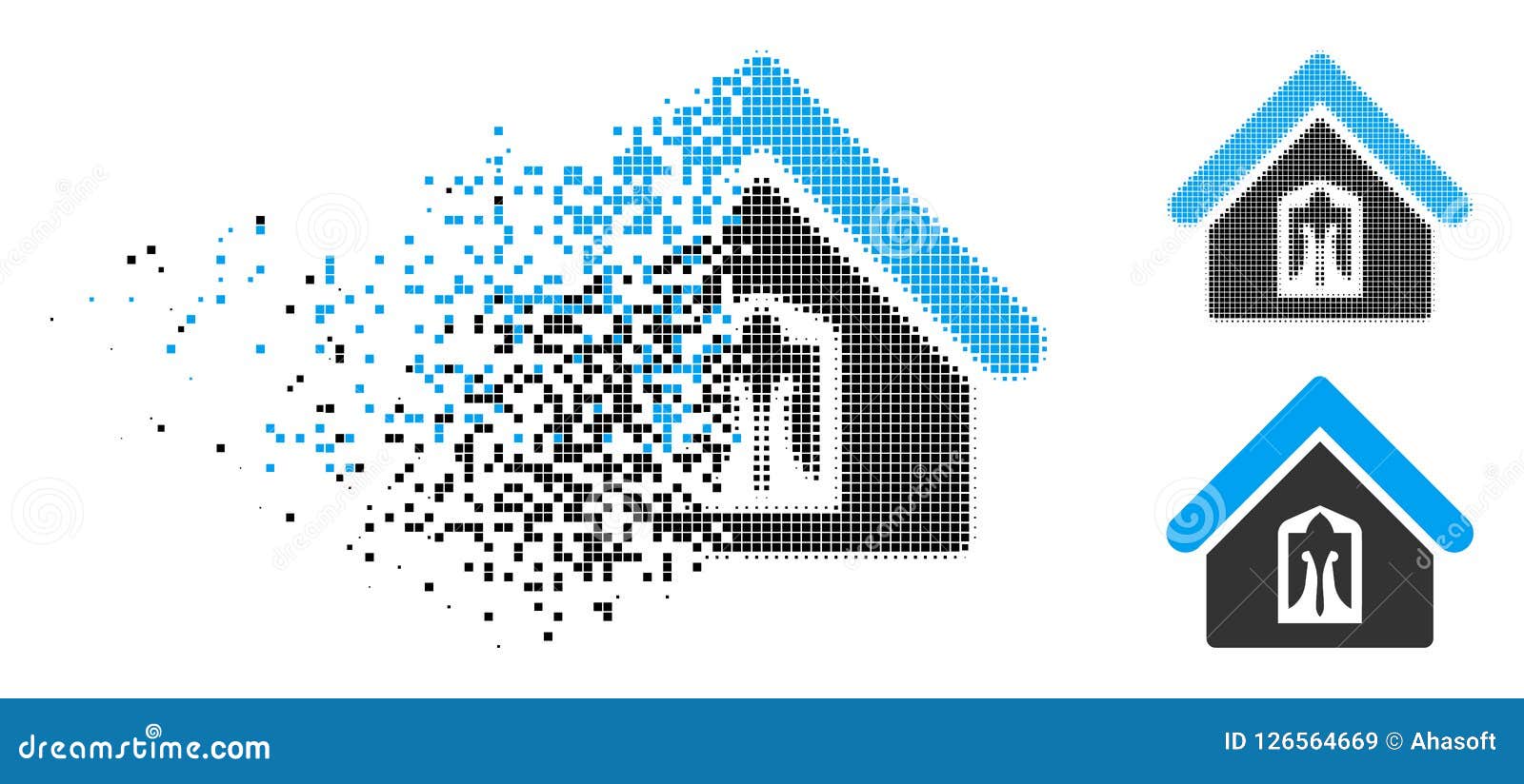 Damaged Pixelated Halftone Home Icon Stock Vector - Illustration of ...