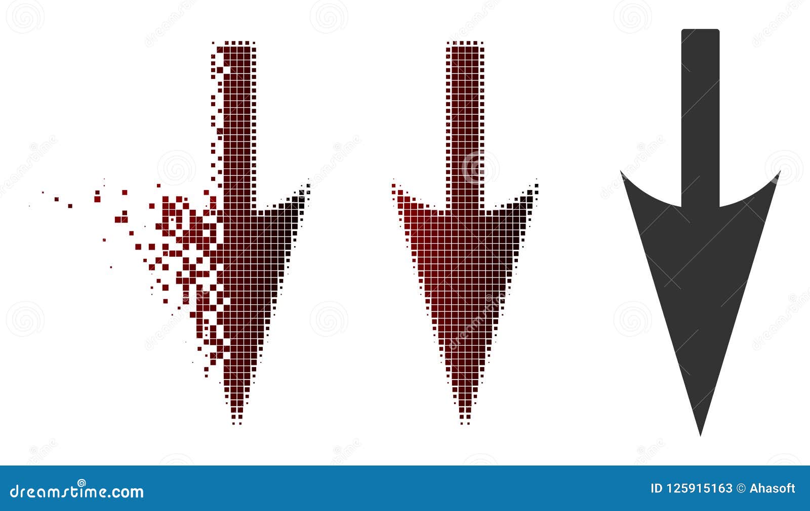 Damaged Pixelated Halftone Sharp Down Arrow Icon Stock Vector ...