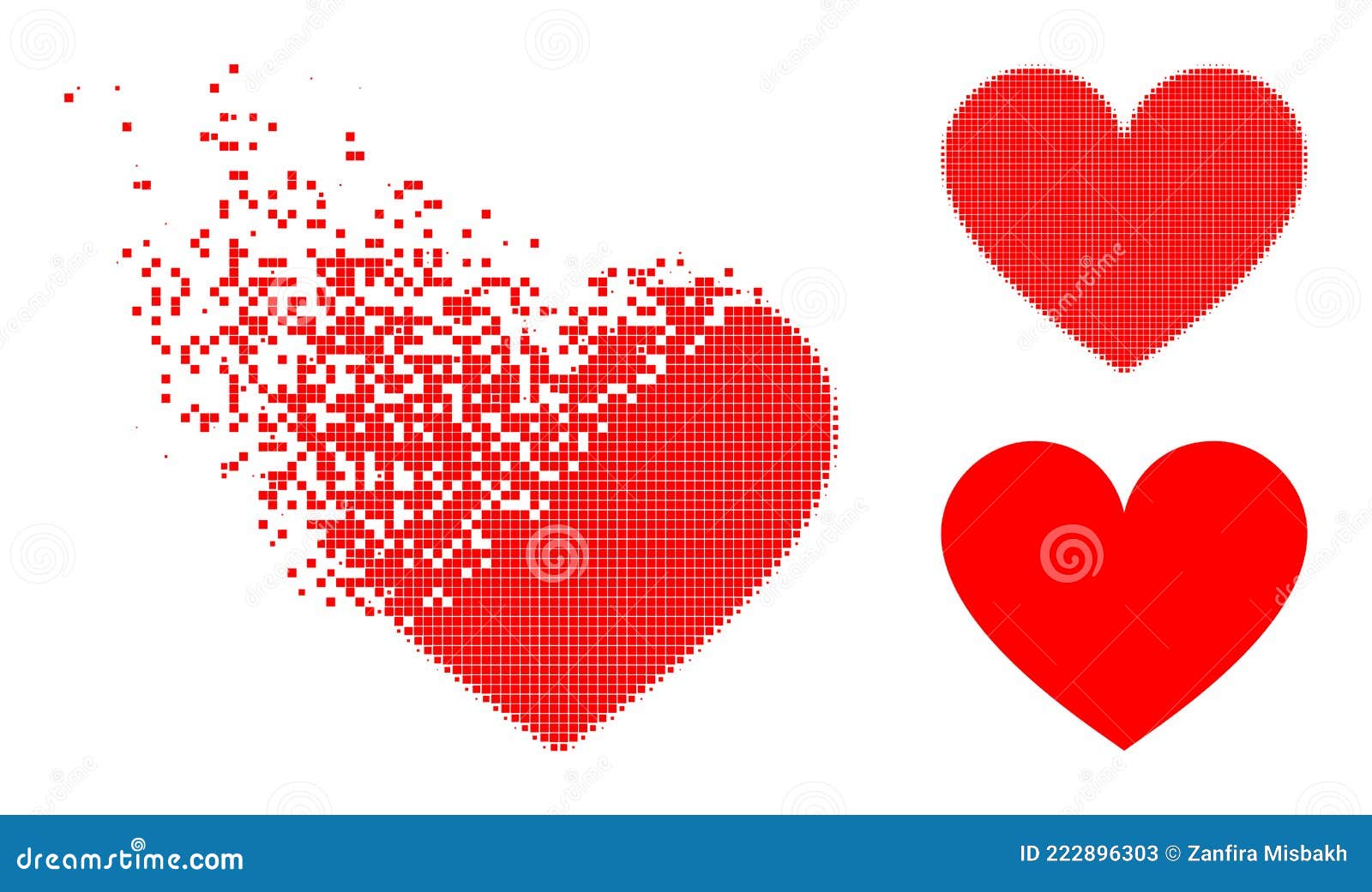 Damaged Pixelated Love Heart Icon with Halftone Version Stock Vector ...