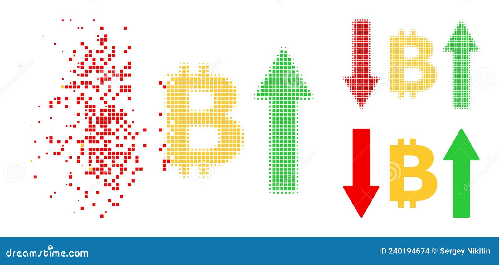 Damaged Pixelated and Original Bitcoin Volatility Icon Stock Vector ...