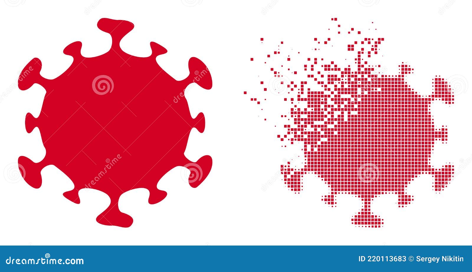 Damaged Pixelated and Original Covid Virus Icon Stock Vector ...