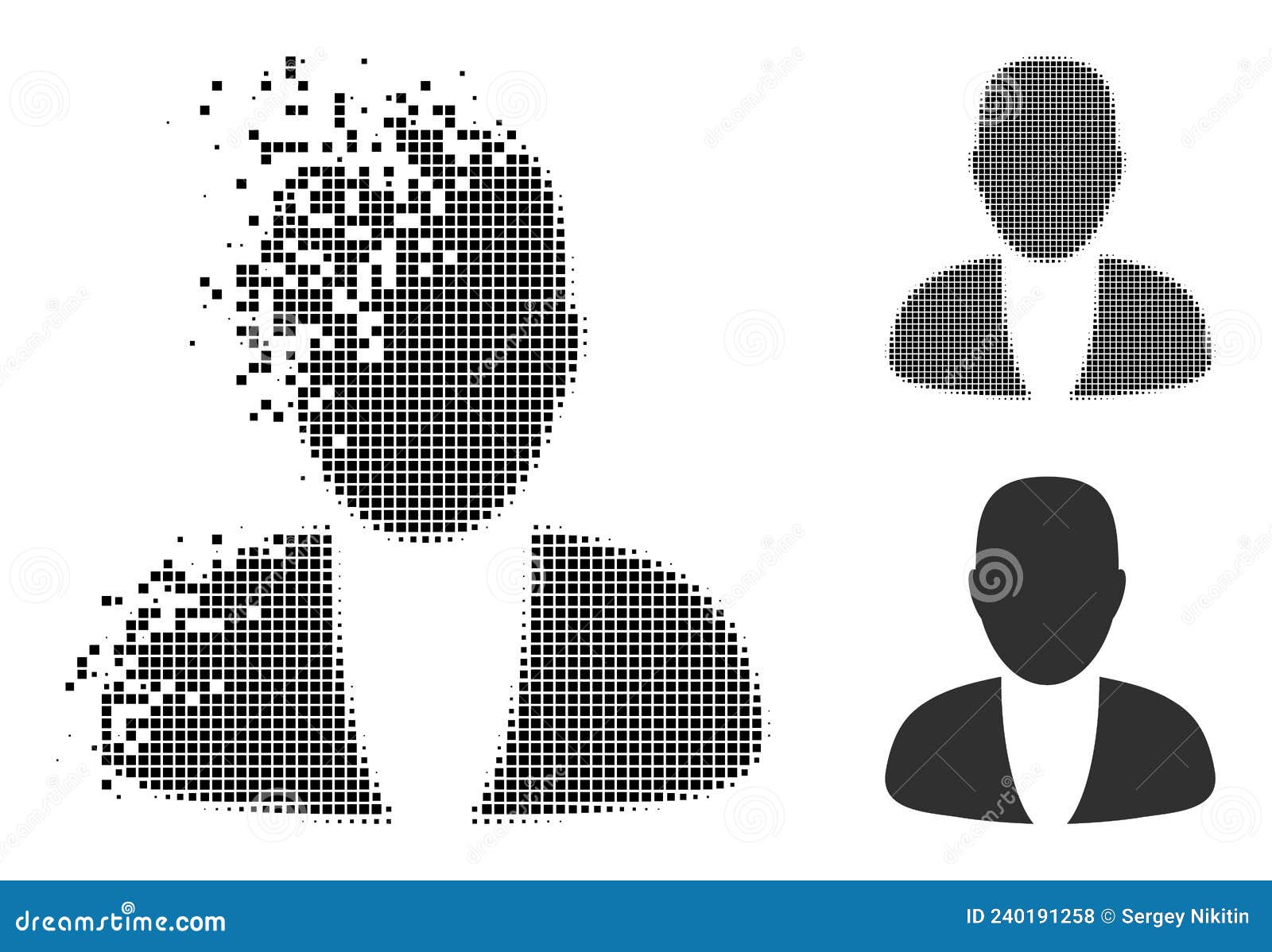 Damaged Pixelated and Original Guy Person Icon Stock Vector ...