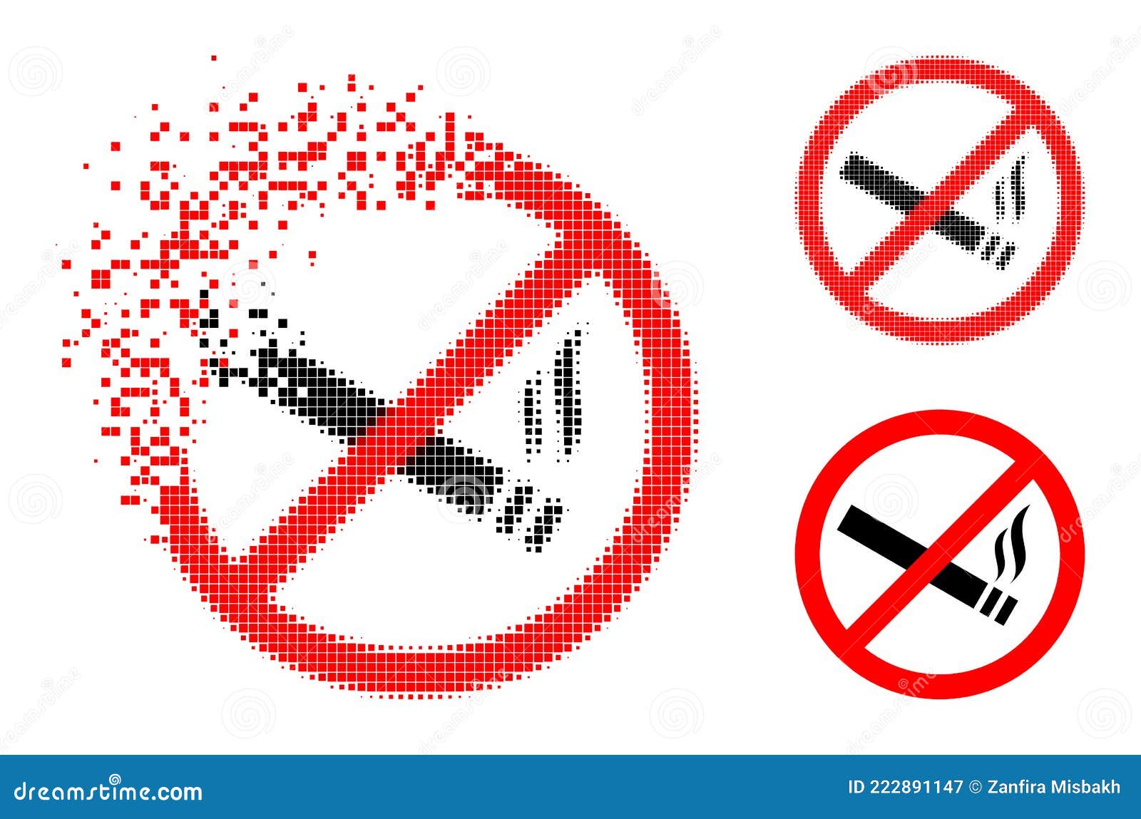 Decomposed Dot Smoking Forbidden Icon with Halftone Version Stock ...