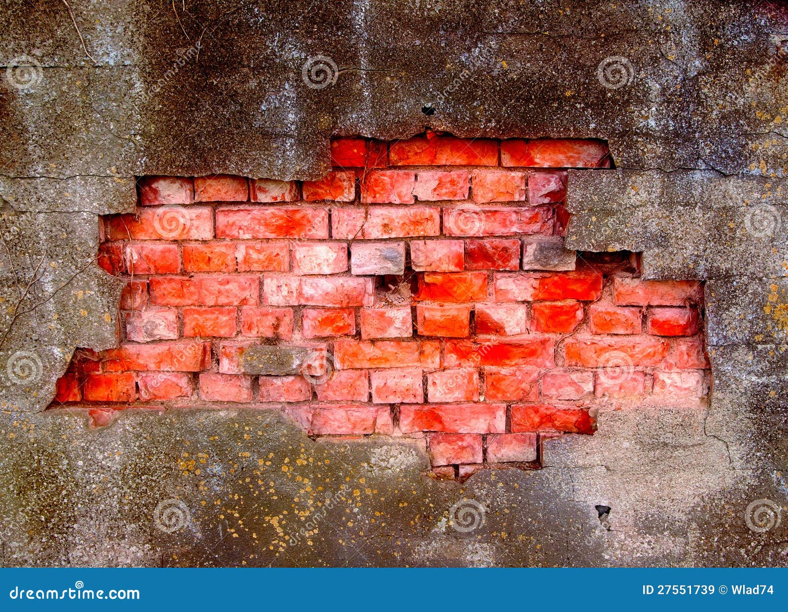 Damaged Plaster on Brick Wall Stock Image - Image of horizontal ...