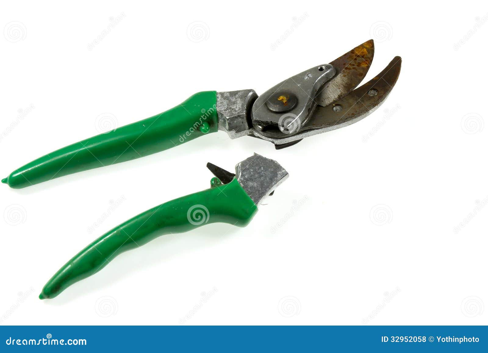 Damaged pruning shears stock photo. Image of plant, green - 32952058
