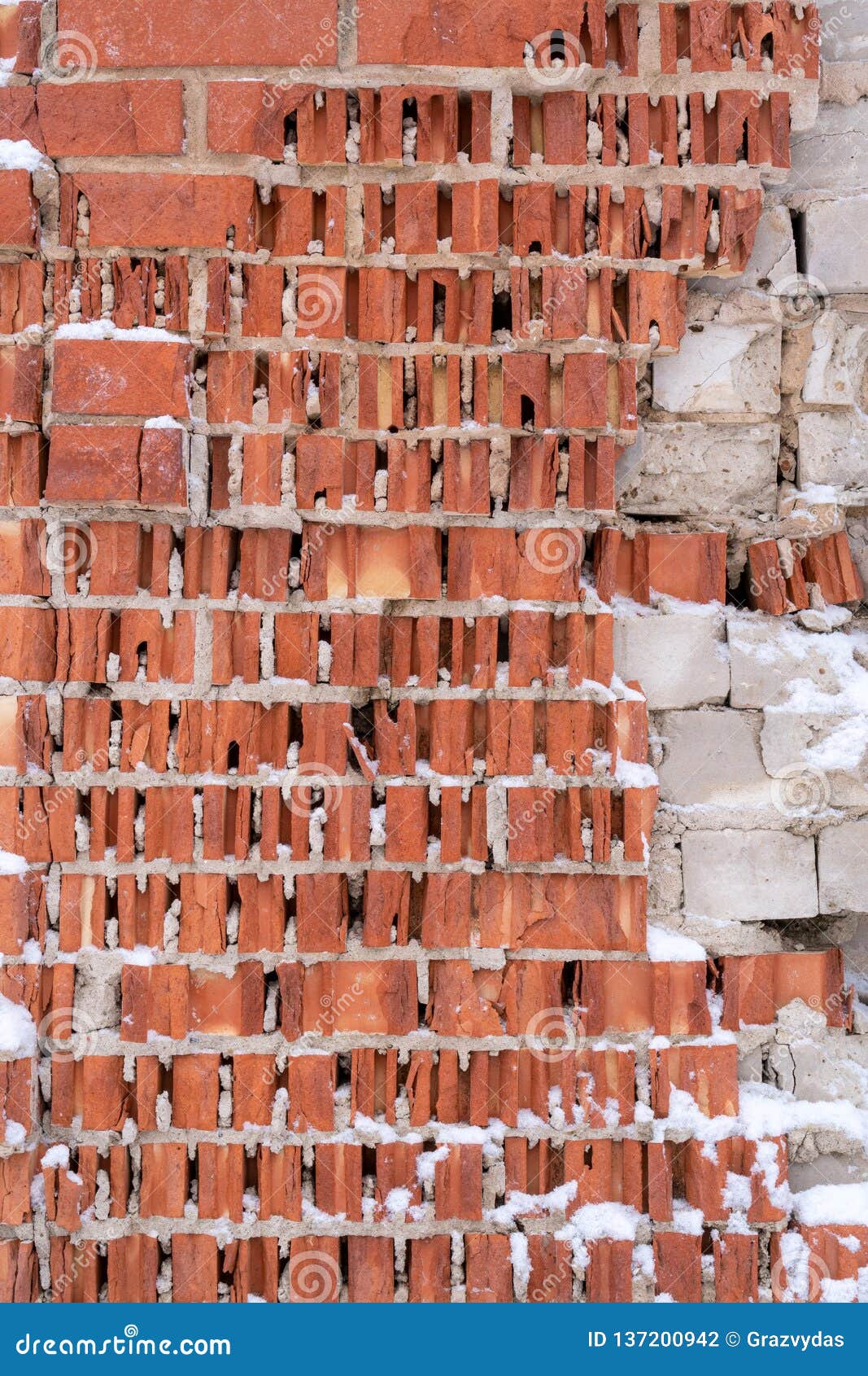 Damaged Red Brick Wall Background Stock Photo - Image of stonework ...