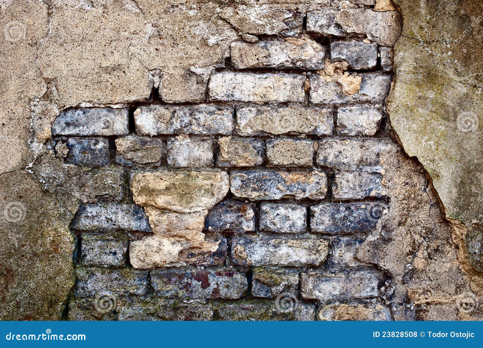 Rendered Brick Wall With Areas Of Peeled Paintwork Royalty-Free Stock ...