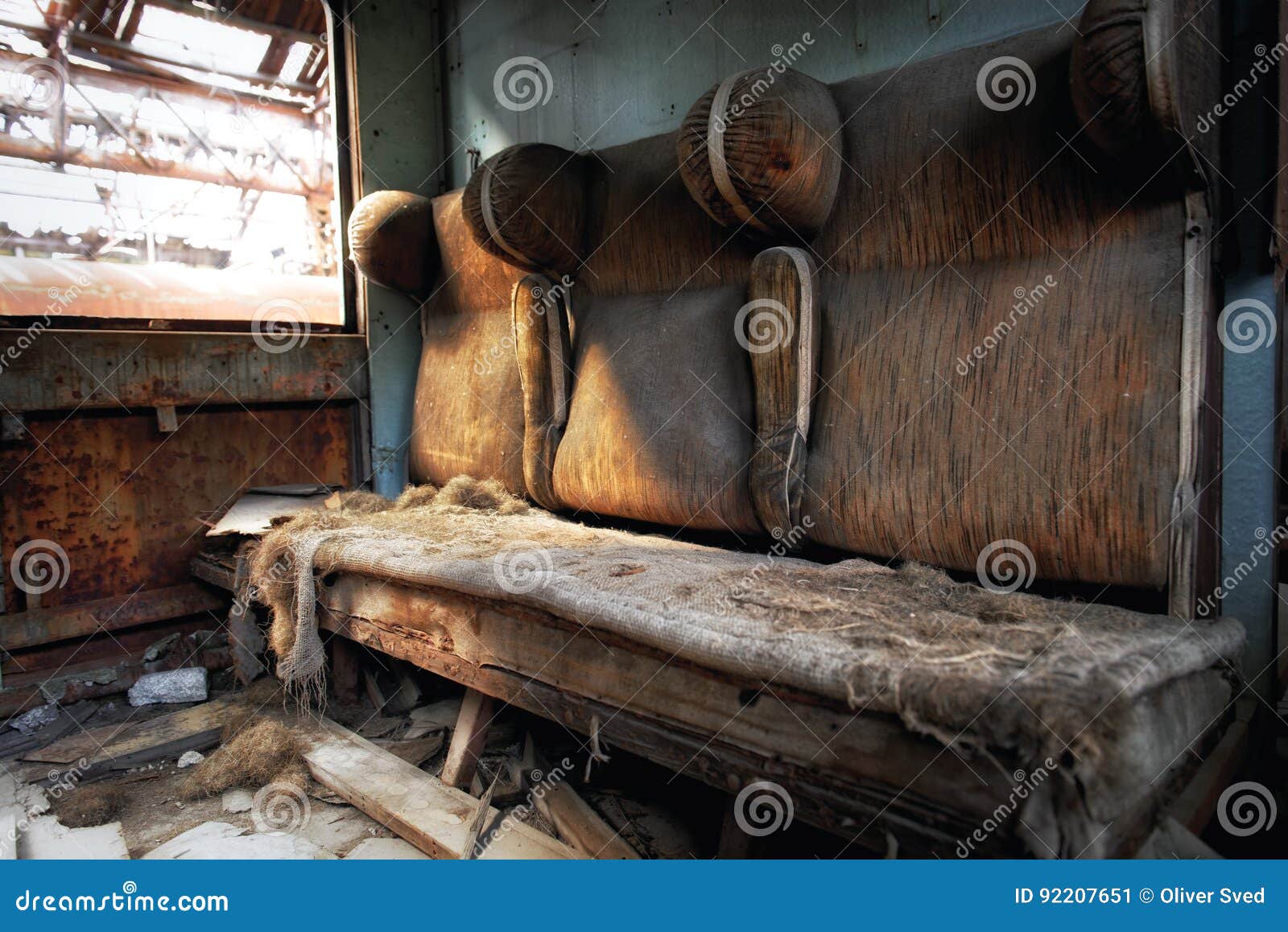 Damaged Retro Seats in a Cabin Stock Image - Image of broken, grunge ...