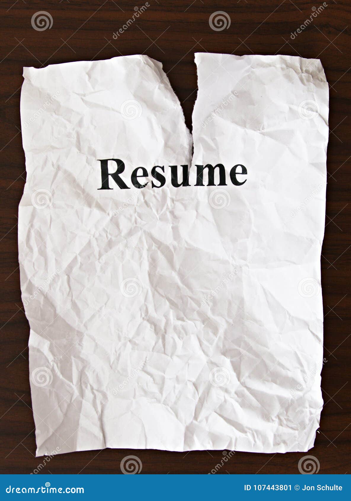 A Damaged Ripped Resume Document. Stock Image - Image of blank, paper ...