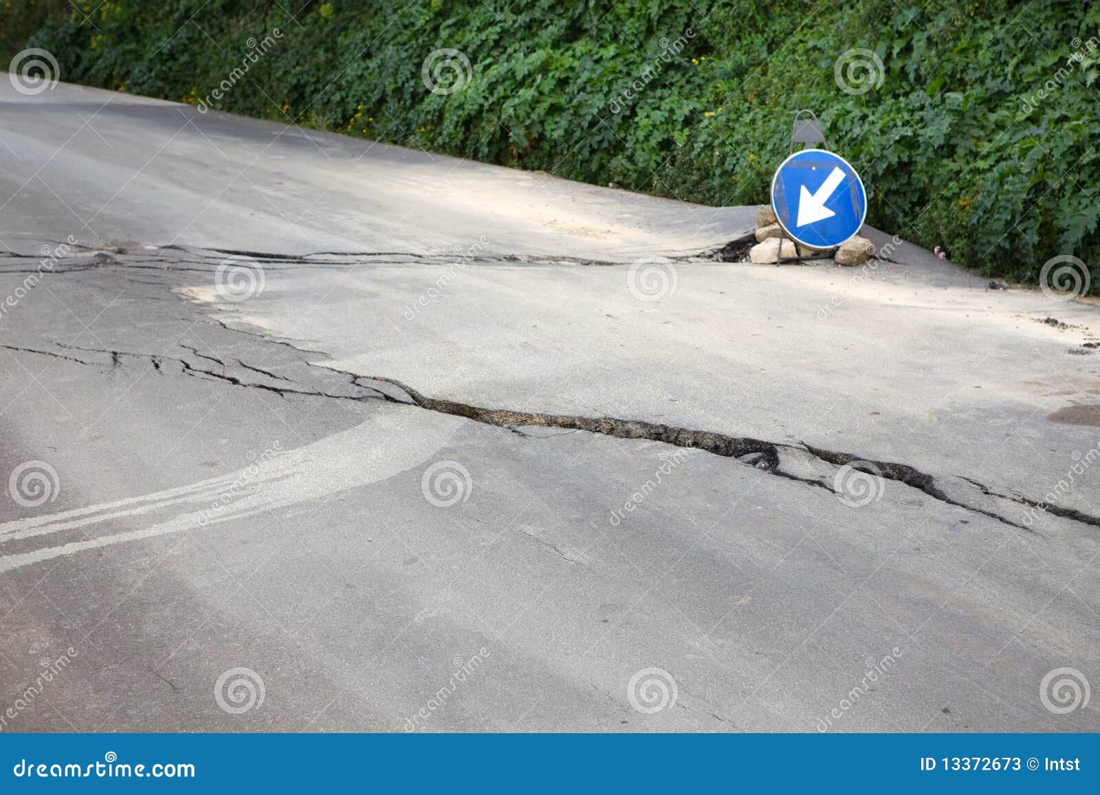 Damaged Road with Big Cracks Stock Image - Image of pointing, caution ...