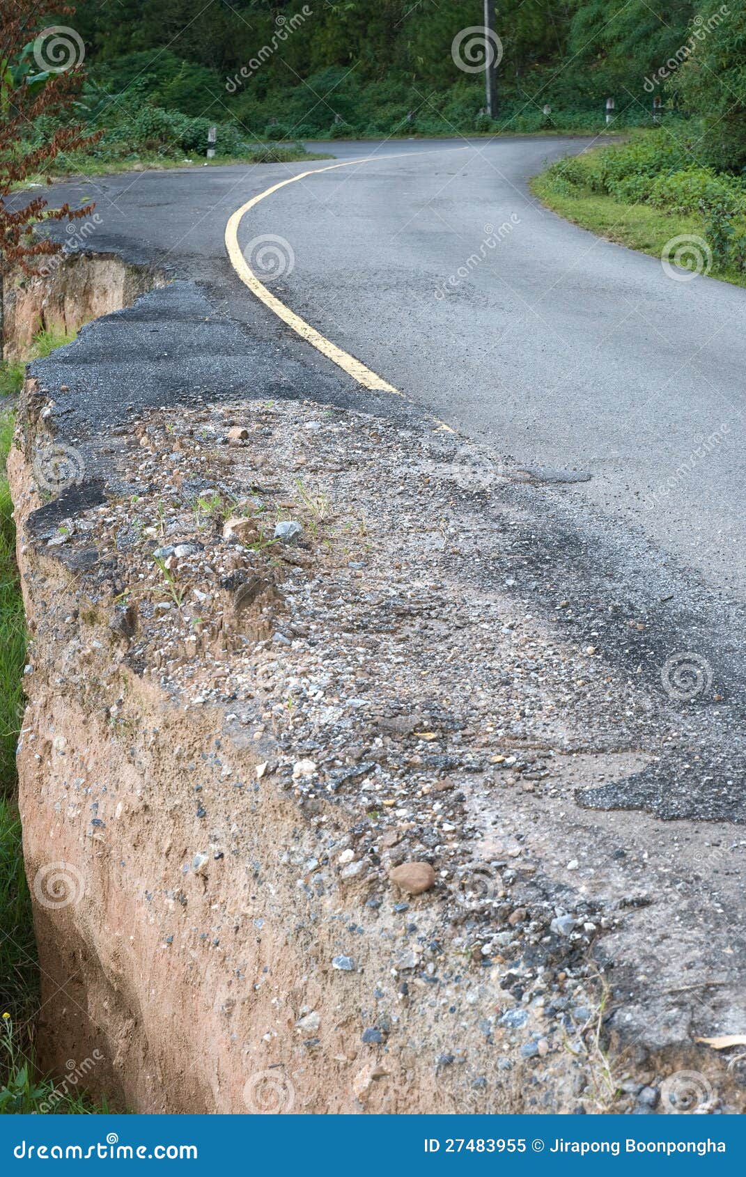 Damaged Road from Landslide on Mountain Stock Image - Image of nature ...
