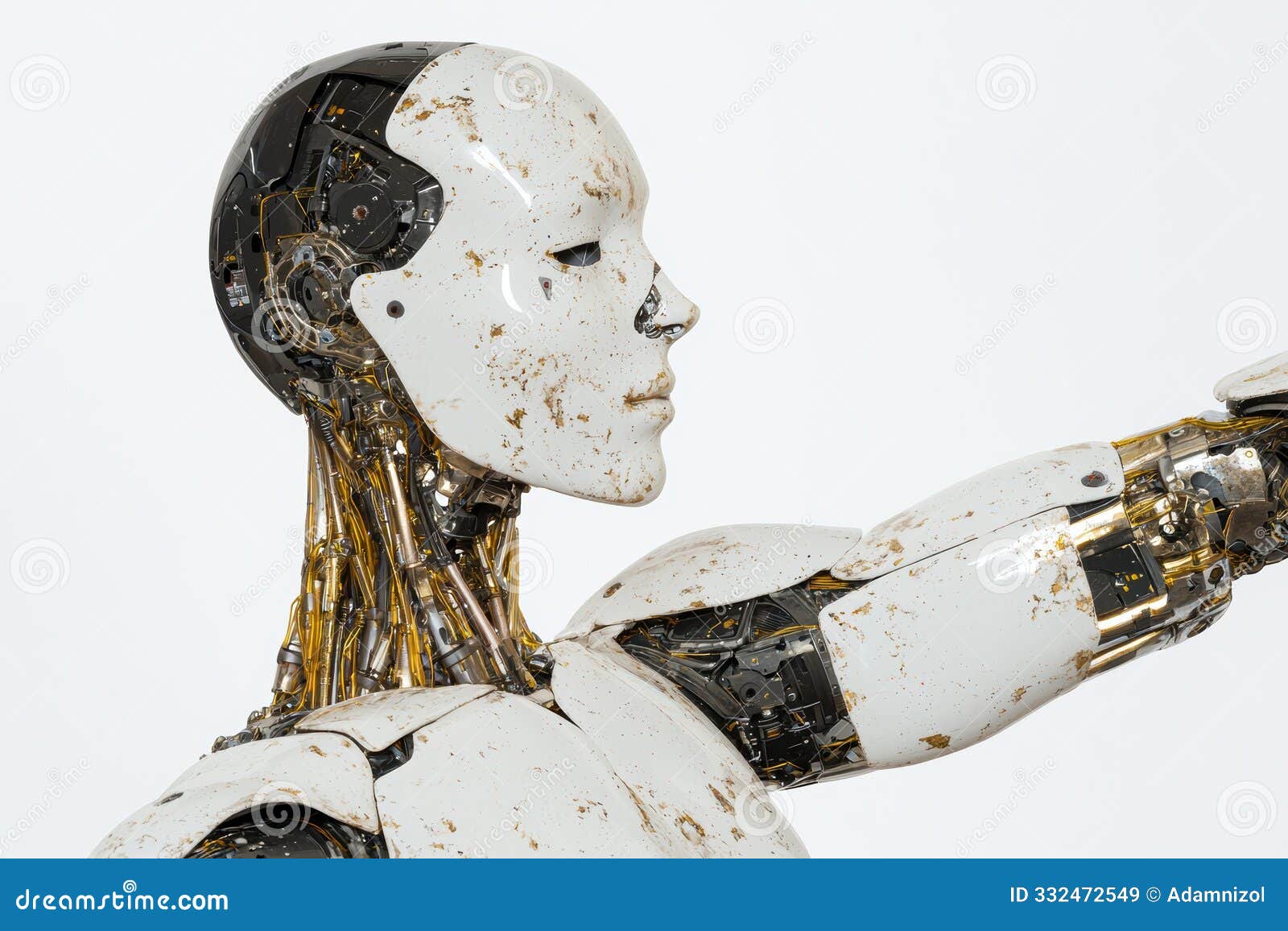 Robotic Figure With AI Brain Projection, Illustrating The Synergy ...