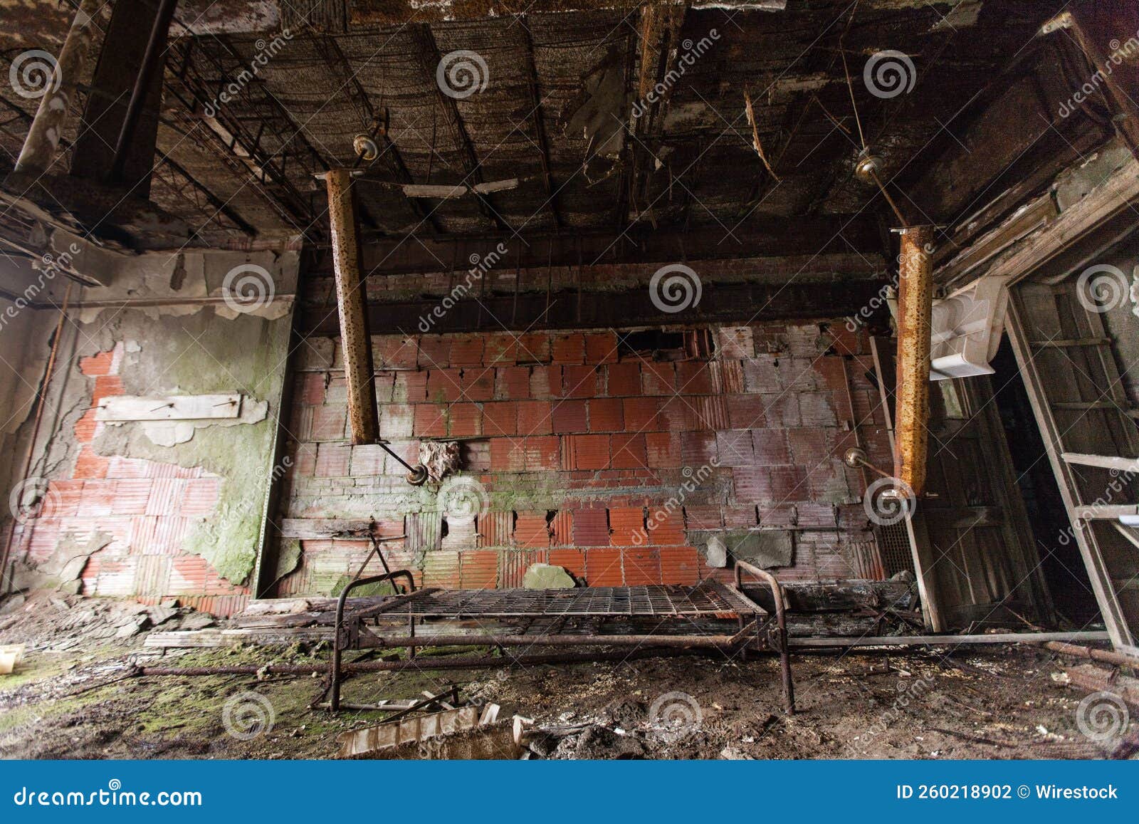 Damaged Room Inside an Old Building Stock Photo - Image of rusty, dirty ...