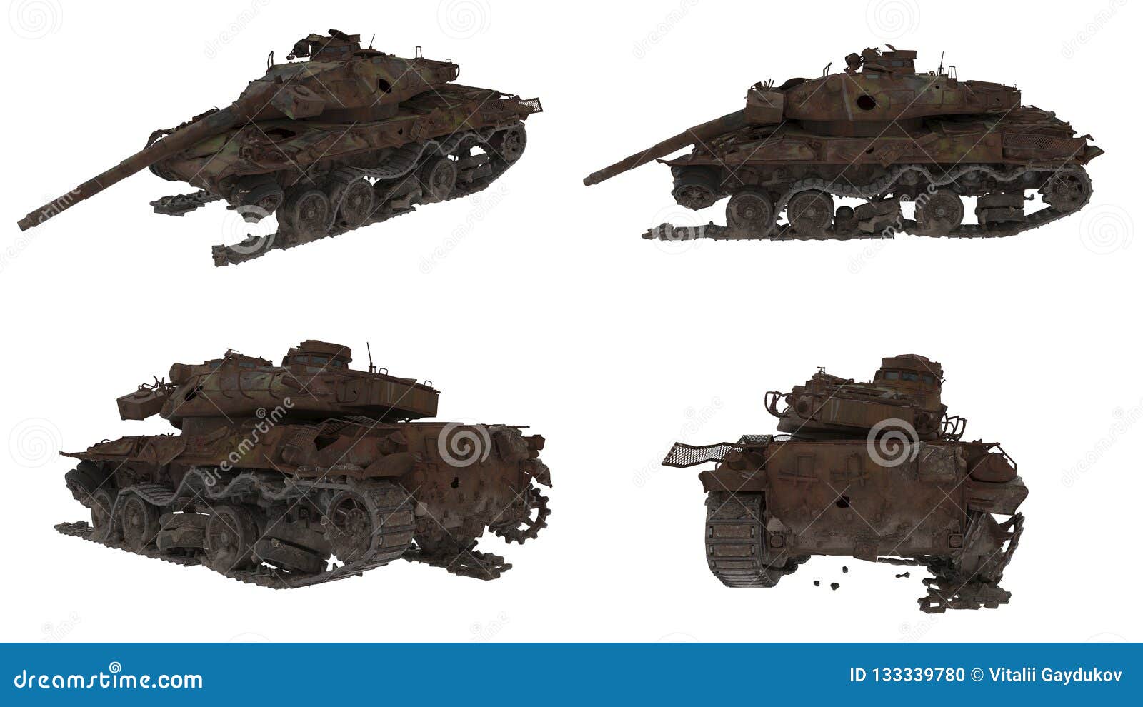 Old Tank Wreck Underwater. Sunken Military Tank Stock Illustration ...