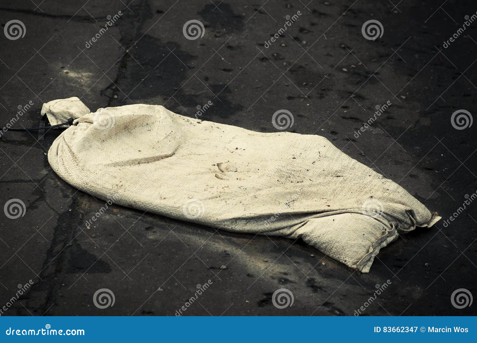 Damaged Sand Bag As Remains after Flood Stock Image - Image of nature ...