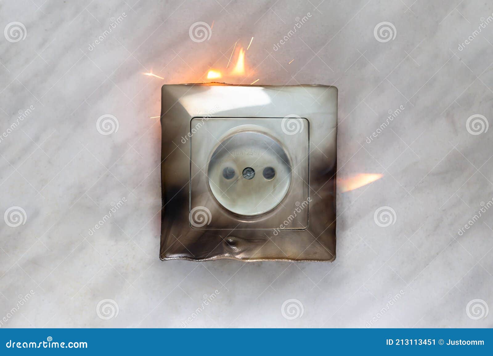 Damaged Socket in the Fire, Short Circuit of the Electrical Wiring ...