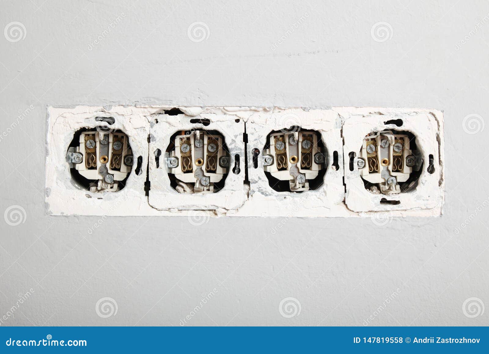 Damaged Socket in the Wall, Dangerous Electricity in the House Stock ...