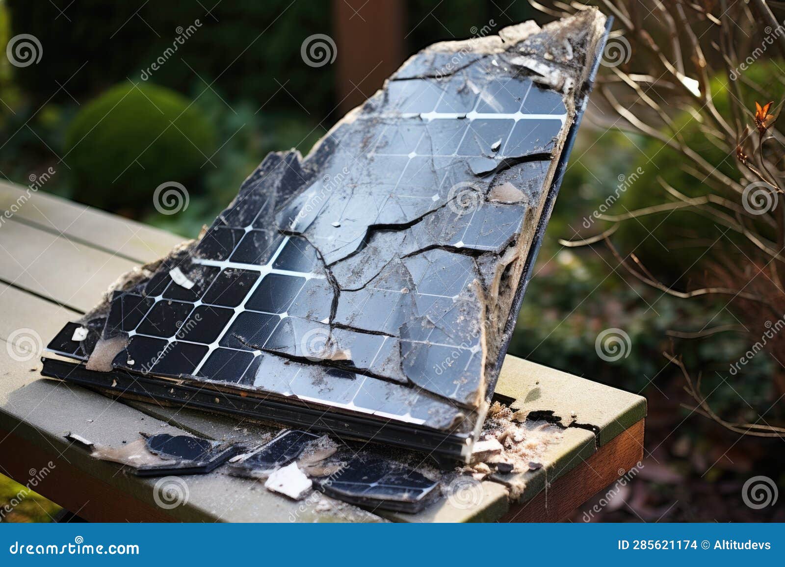 Damaged Solar Panel, Showing Need for Repair Stock Photo - Image of ...