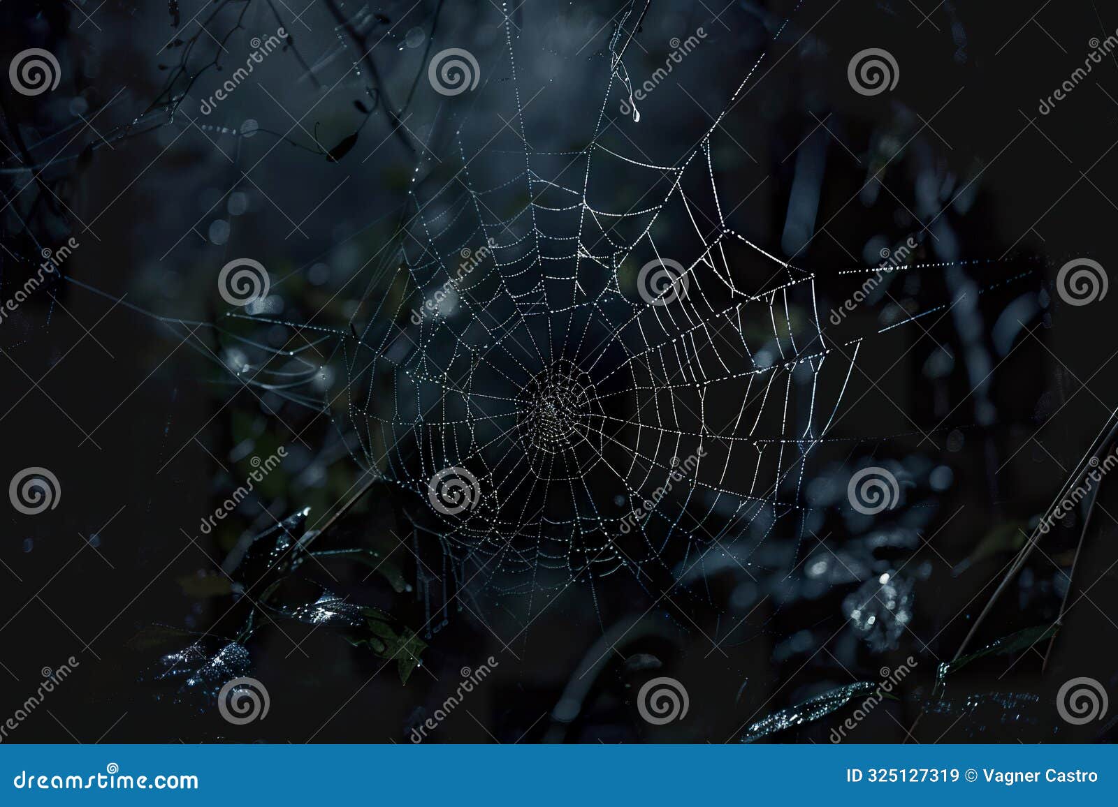 Close-up of Spider Web in Gloomy and Dark Environment. Stock ...