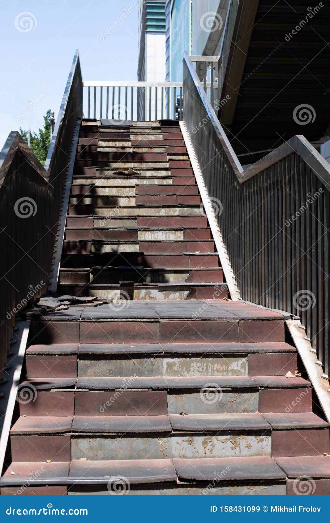 Damaged Staircase. Old Staircase in the Metropolis Stock Image - Image ...
