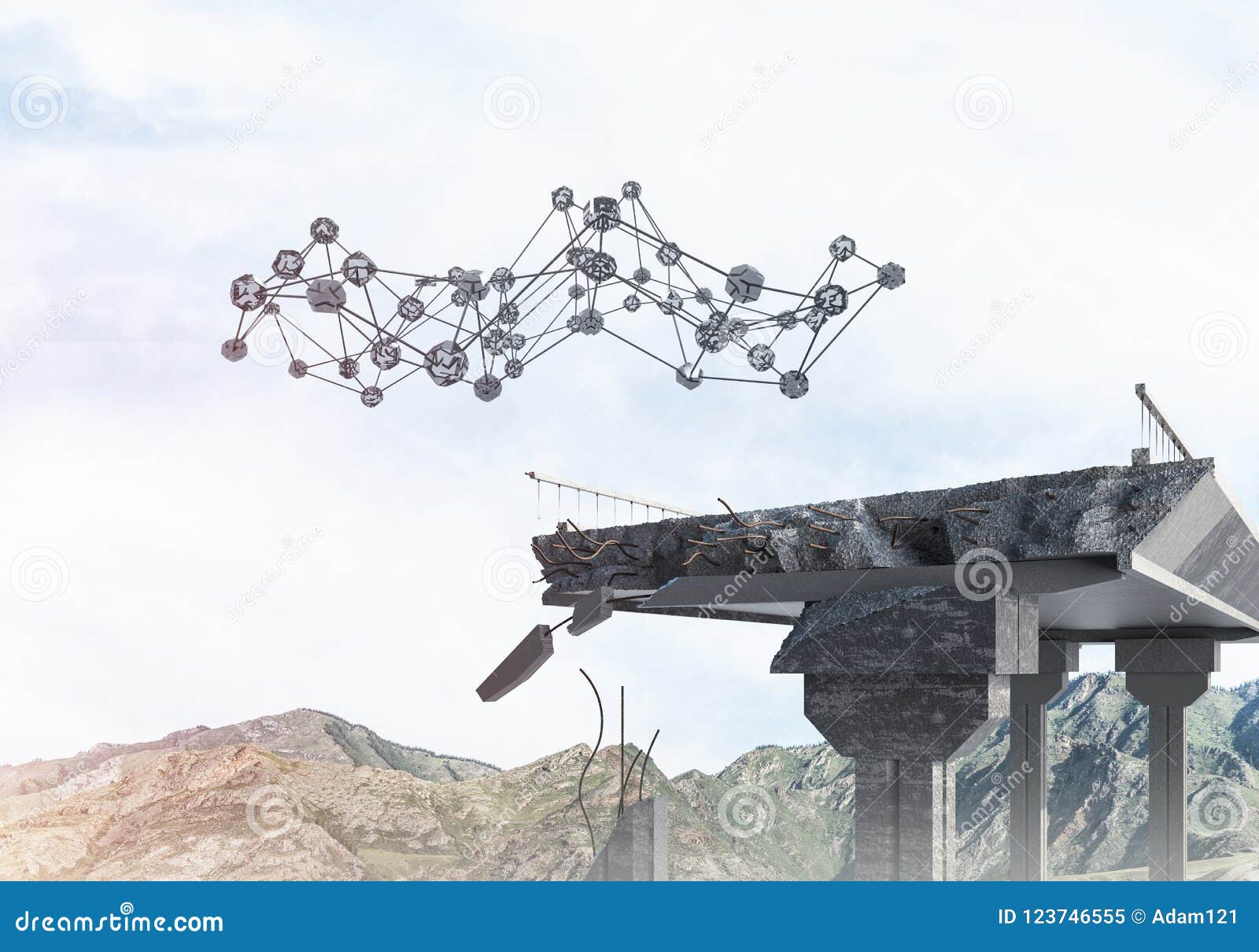 Damaged Stone Bridge As Idea for Problem and Social Connection C Stock ...