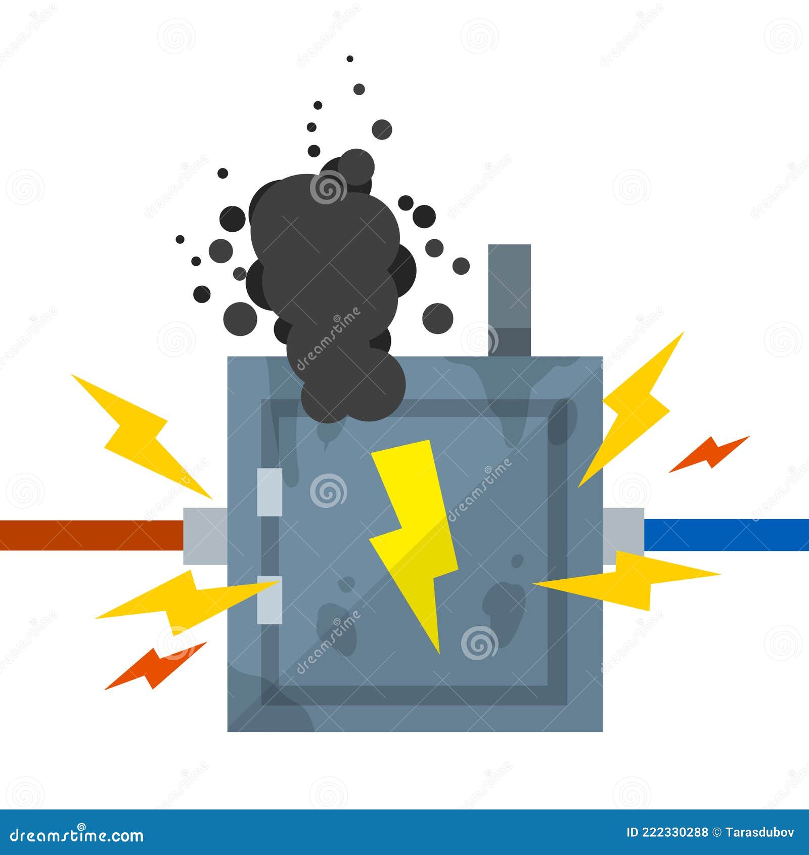 Damaged Switchboard. Cartoon Flat Illustration. Fuse and Electrical ...