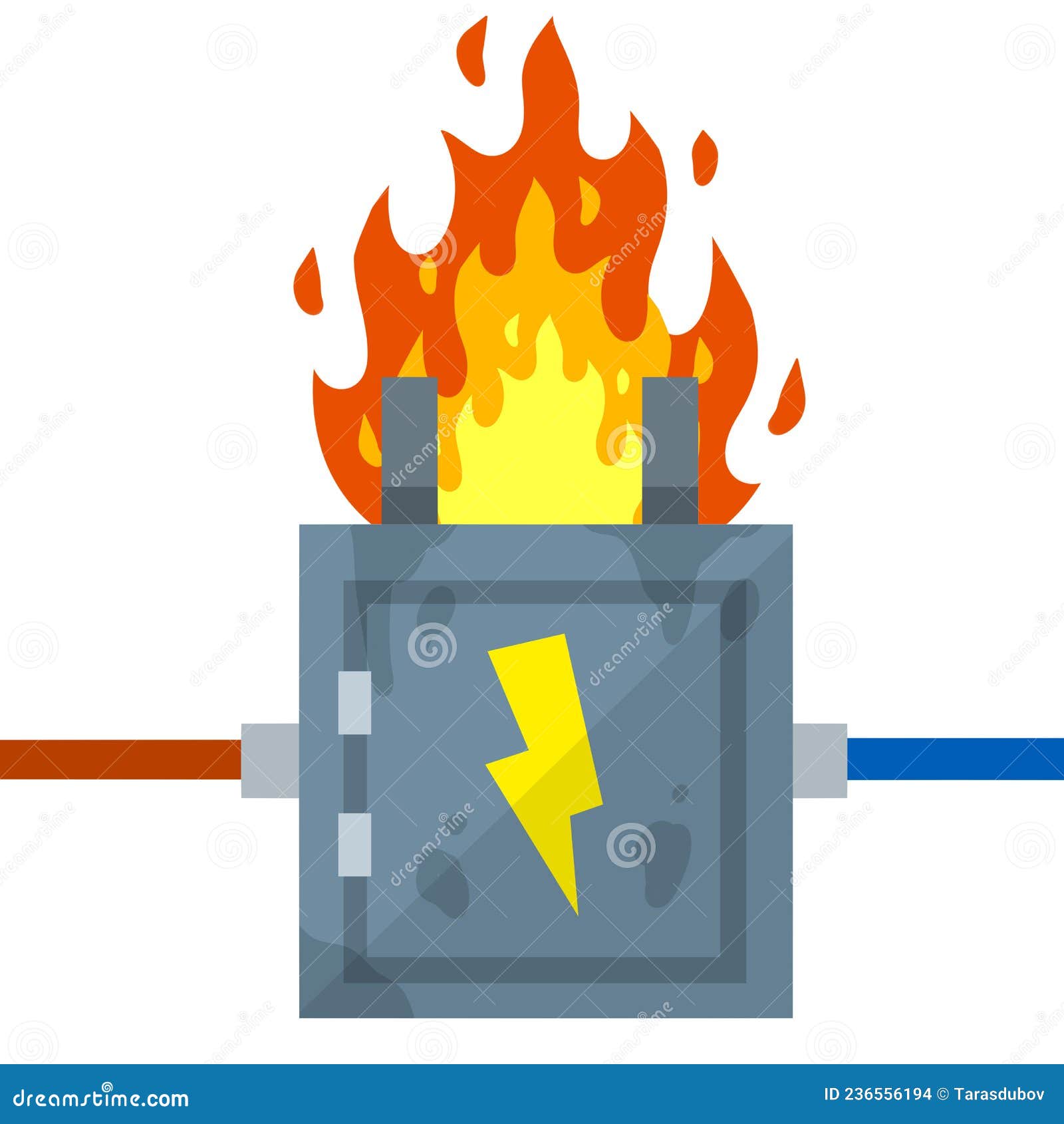 Damaged Switchboard. Cartoon Flat Illustration. Fuse and Electrical ...
