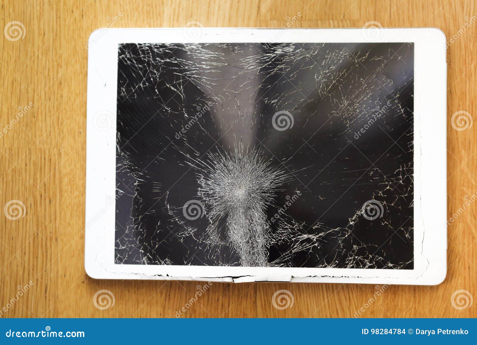 Damaged Tablet Computer Lcd Display on the Floor Stock Photo - Image of ...