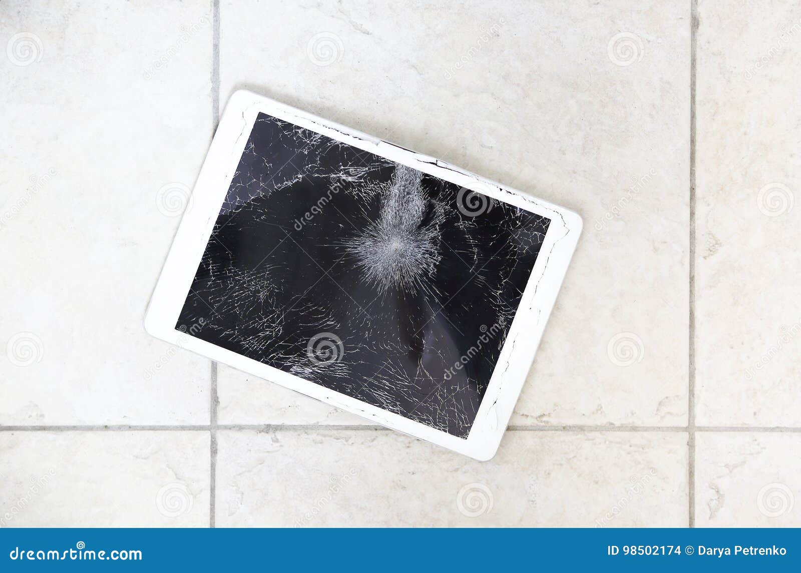 Damaged Tablet Computer Lcd Display on the Floor Stock Photo - Image of ...