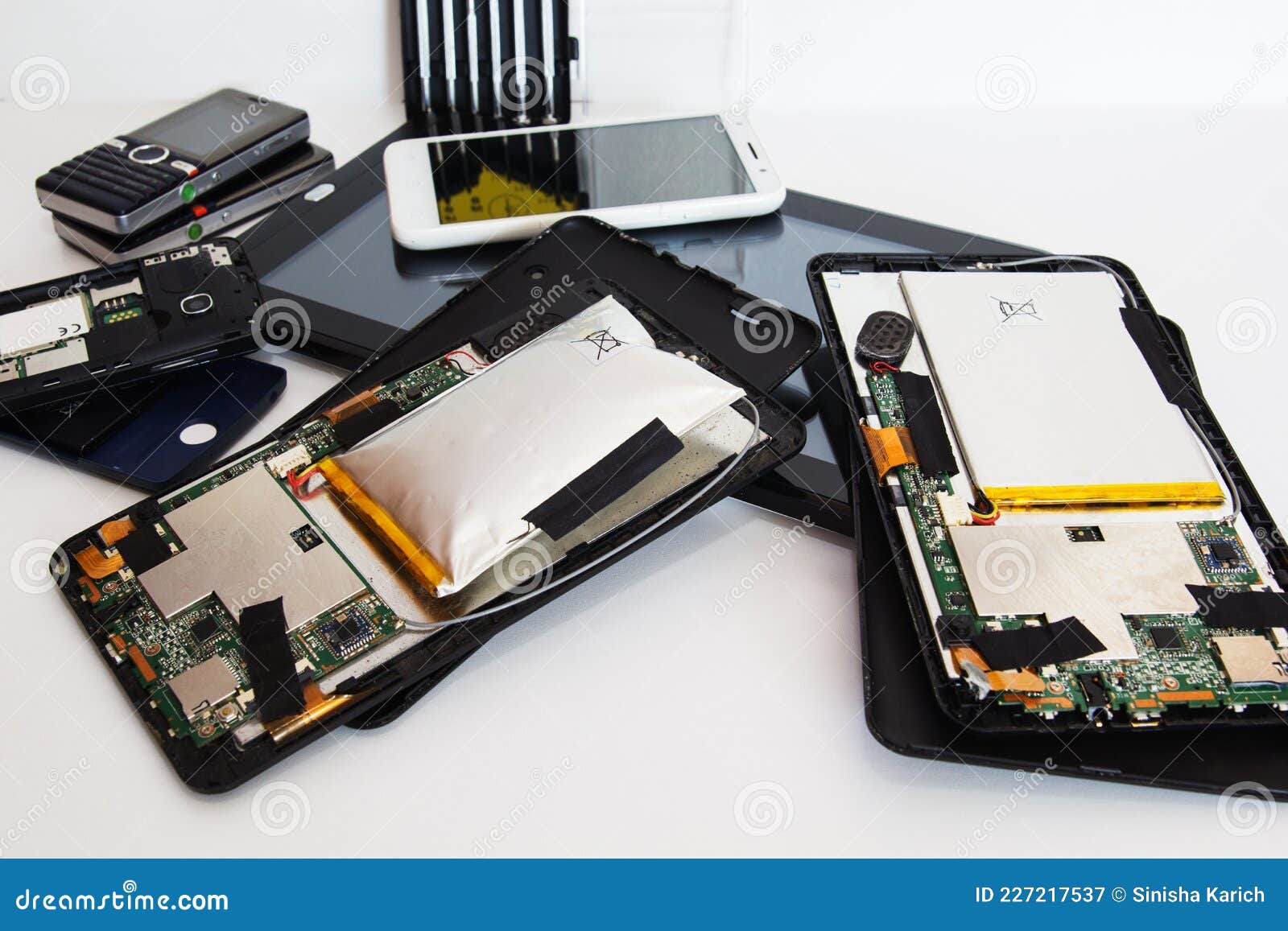 Damaged Tablets and Smartphones Stock Image - Image of cellphone ...